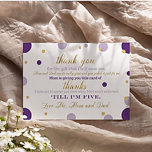 Paper Clever Party Purple and Gold Baby Shower Thank You Cards with Envelopes Blank Notes Prefilled with Message Girls Personalize Registry Gifts Mermaid Stationery Set 4x6 Notecards, 15 Pack