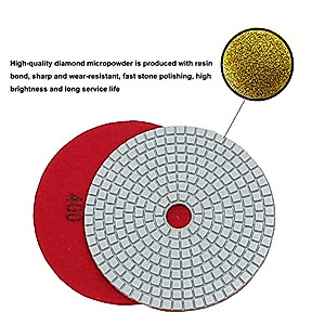 McopKrmo 5 Inch Diamond Grinding Pads for Tile, 10pcs Wet/Dry Diamond Sanding Polishing Sheet Granite Stone Polish Kit for Concrete Marble Countertop Quartz 50#~8000# with Backer Pads Thread 5/8"