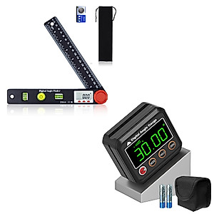 VOLCANOES CLUB Magnetic Digital Angle Finder with 3 in 1 Digital Angle Finder Protractor - Woodworking Tool Set for Carpenters, Plumbers, Building Trades