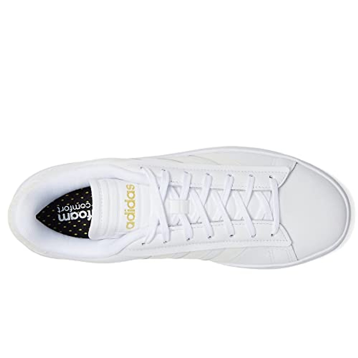 adidas Women's Grand Court Alpha Sneaker, White/White/Gold Metallic, 8.5