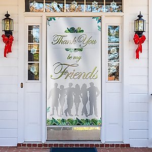 Thank You Be My Friend Door Banner Girls Party Door Cover Thank You Party Backdrop Friends Party Background for Birthday/Anniversary/Graduation/Engagement/Thanksgiving Day Party Decorations (White)