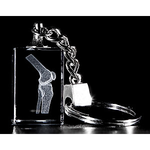 Blue Tree Publishing Knee Joint 3d Laser Key Chain Crystal, Anatomy, Bone, Physical Therapy Sports