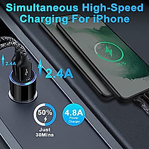 USB Car Charger, 2Pack 4.8A Fast Charging Dual Port USB Cigarette Lighter Adapter for iPhone 14 13 12 11 Pro Max SE XR X 8 7 6, iPad, Samsung Galaxy S22 S21 S20 S10 S9 S8 S7 A10E A51,Android,Kindle