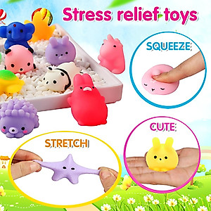80Pcs Party Favors for Kids 4-8, Kawaii Squishies Mochi Squishy Toy Bulk Fidget Sensory Toys Birthday Gifts for Boys Girls Goodie Bag Christmas Stocking Stuffers Treasure Box Classroom Prizes