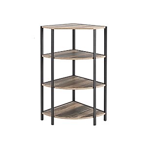 4-Tier Corner Open Shelf,Bookcase Freestanding Shelving Unit,Plant Stand Small Bookshelf for Living Room, Home Office, Kitchen, Small Space