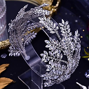 TRiXY Bridal Headwear Rhinestone Ladies Headband Crystal Headwear Wedding Silver Bridal Hair Accessories Bridal Tiaras Pageant Hair Jewelry Party Headpieces for Women Girls