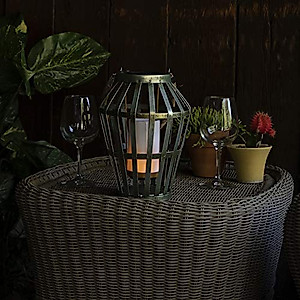 Alpine Corporation QLP1354SLR-HH-TM Alpine Metal Solar Lantern, Weathered Grey