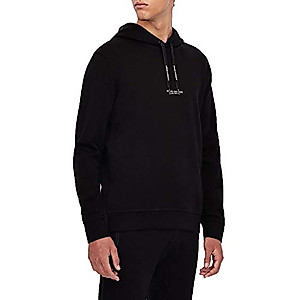 A|X ARMANI EXCHANGE mens Pull-over With Front Back Logo Hooded Sweatshirt, Black, Large US