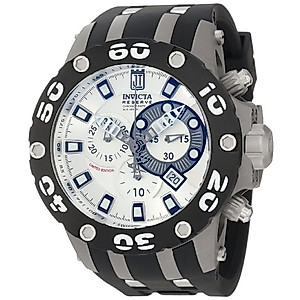 Jason Taylor for Invicta Collection 12948 Reserve Chronograph Silver Sunray Dial Black Polyurethane Watch