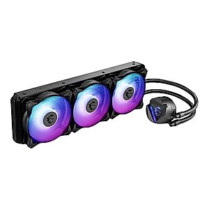 MSI MAG CORELIQUID 360R V2 AIO CPU Liquid Cooler - Rotatable ARGB Blockhead, Integrated Radiator Pump, Split-Flow Water Cooling, Evaporation-Proof Tubing, Easy to Install - AMD & Intel Compatible