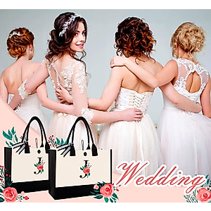 Binggemen Personalized Initial Canvas Tote Bag, Monogrammed Gifts Bag for Wedding,Birthday, Present Beach Bag for Women, Mom, Bridesmaids,Teachers