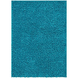 Well Woven Elle Basics | Emerson Shag Teal Blue | Textured (5'3" x 7'3") Area Rug