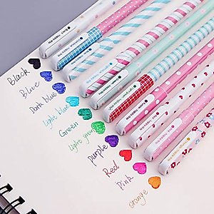 NYKKOLA Cute Color Pens for Women Colorful Gel Ink Pens Multi Colored Pens for Bullet Journal Writing Roller Ball Fine Point Pens for Kids Girls Children Students Teens Gifts 10 Pcs (0.5 mm)