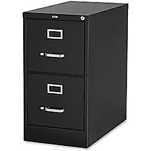 Lorell 2-Drawer Vertical File with Lock, 15 by 26-1/2 by 28-3/8-Inch, Black