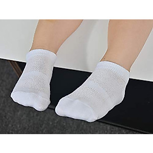 EPEIUS Baby Socks with Grips Cotton Breathable Mesh Infant Girls/Boys Non Slip/Skid Socks for 6-12 Months,12 Pairs Pack,Mixed Color,Black and White and Grey