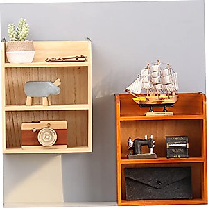 Cabilock Brown Rack Wall Storage Store Wooden Shelf Retro Three Layers Home Hanging for