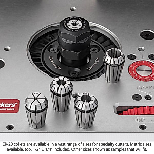 SpinRite Router Motor for Router Lifts and CNC, 3.25HP, Soft Start, Variable Speed, Easy Mount 4.2" Body, Includes Pair of ER20 Collets (1/2" & 1/4"), Collet Nut, Offset Wrench Set