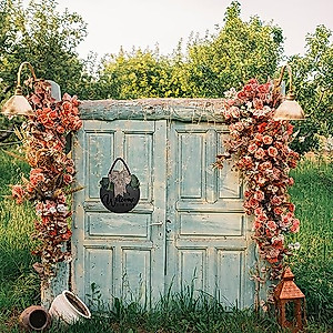 Condorpasea 3D Welcome Sign for Front Door | Home/Farmhouse Porch Décor Wooden Hanging Sign with Artificial Leaves and Rustic Beads | Christmas Classroom |12" Round