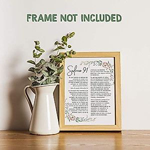 Salmo 91 En Espanol Wall Decor - Psalm 91 Cuadro - Christian Wall Decor In Spanish - 8x10 - Unframed