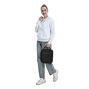 MDMEI Black Lunch Box Insulated Tote Lunch Bag for Adult Women Men Teen Boys Kids, Reusable Durable Freezable Thermal Cooler Bag for School Work Hiking Travel Picnic