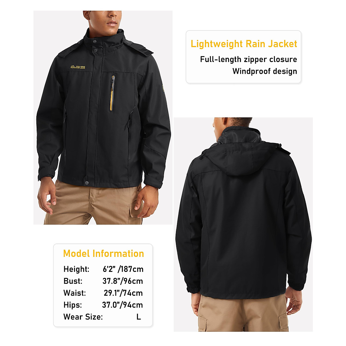 MAGCOMSEN Mens Windbreaker Jackets Rain Jacket Climbing Waterproof Jacket Travel Lightweight Jacket Cycling Jacket Outdoor Coats