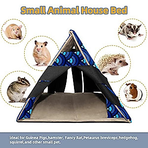 Fish Mermaid Scales Blue, Hamster Hideout House Bed for Gerbils Chipmunks Squirrels Hedgehogs Guinea Pigs Small Animal Cage Habitat Decor