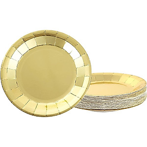 BLUE PANDA Paper Plates in Gold Foil Design for Birthday Party Supplies (9 In, 48 Pack)