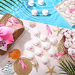 Libima 2 Inch Breast Cancer Awareness Rubber Ducks Bulk White Float Rubber Ducks Mini Rubber Ducks Bath Toy for Bath Baby Shower Birthday Gifts Breast Cancer Party Favors (48 Pcs)