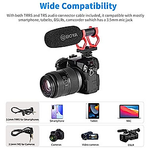 BOYA BY-BM2040 Camera Microphone External Shotgun Microphone with Shock Mount for Cameras DSLR Phone Camcorder Universal Super Cardioid Video Mic for Video Recording Interview YouTube Vlogging