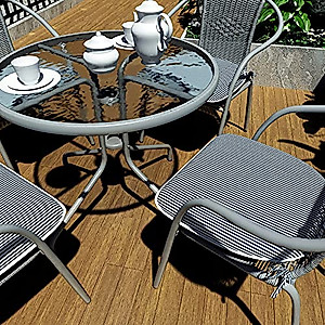 LVTXIII Outdoor Seat Cushions Patio Chair Pads with Ties, Water-Repellent Chair Cushions for Home Office and Patio Garden Furniture Decoration D16”xW17”, Stripe Navy, Set of 4