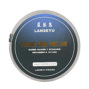Stainless Steel Fishing Line - 100 Metres, 33 Pound, 0.6mm Nylon Coated, 1x7 Stainless Steel Leader Wire