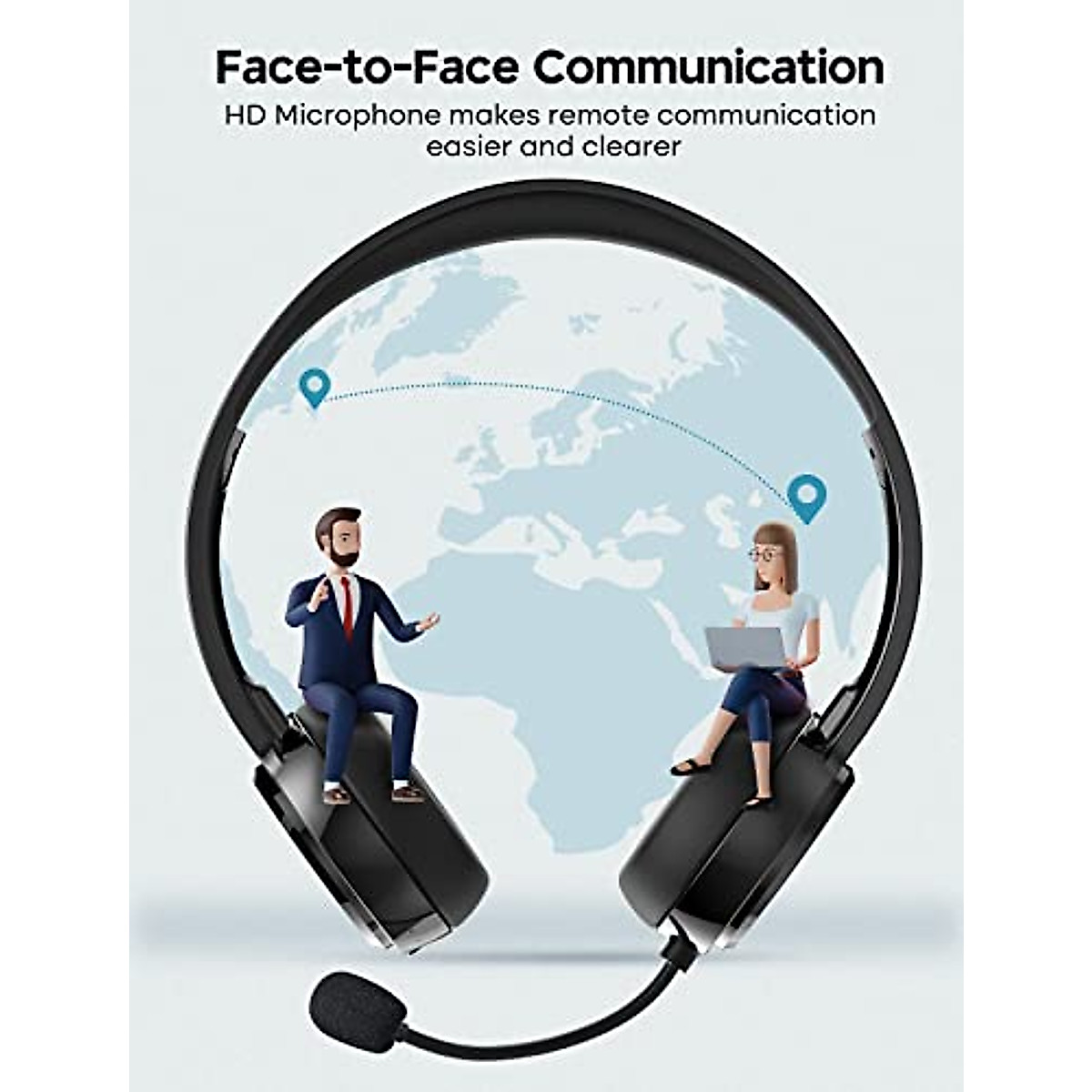 XAPROO USB Headset with Microphone for PC, Computer Headset with Microphone, Comfort-Fit On Ear Business Headset, 3.5 mm Wired Headphones for MS Teams Skype Zoom VoIP Conference Online Class