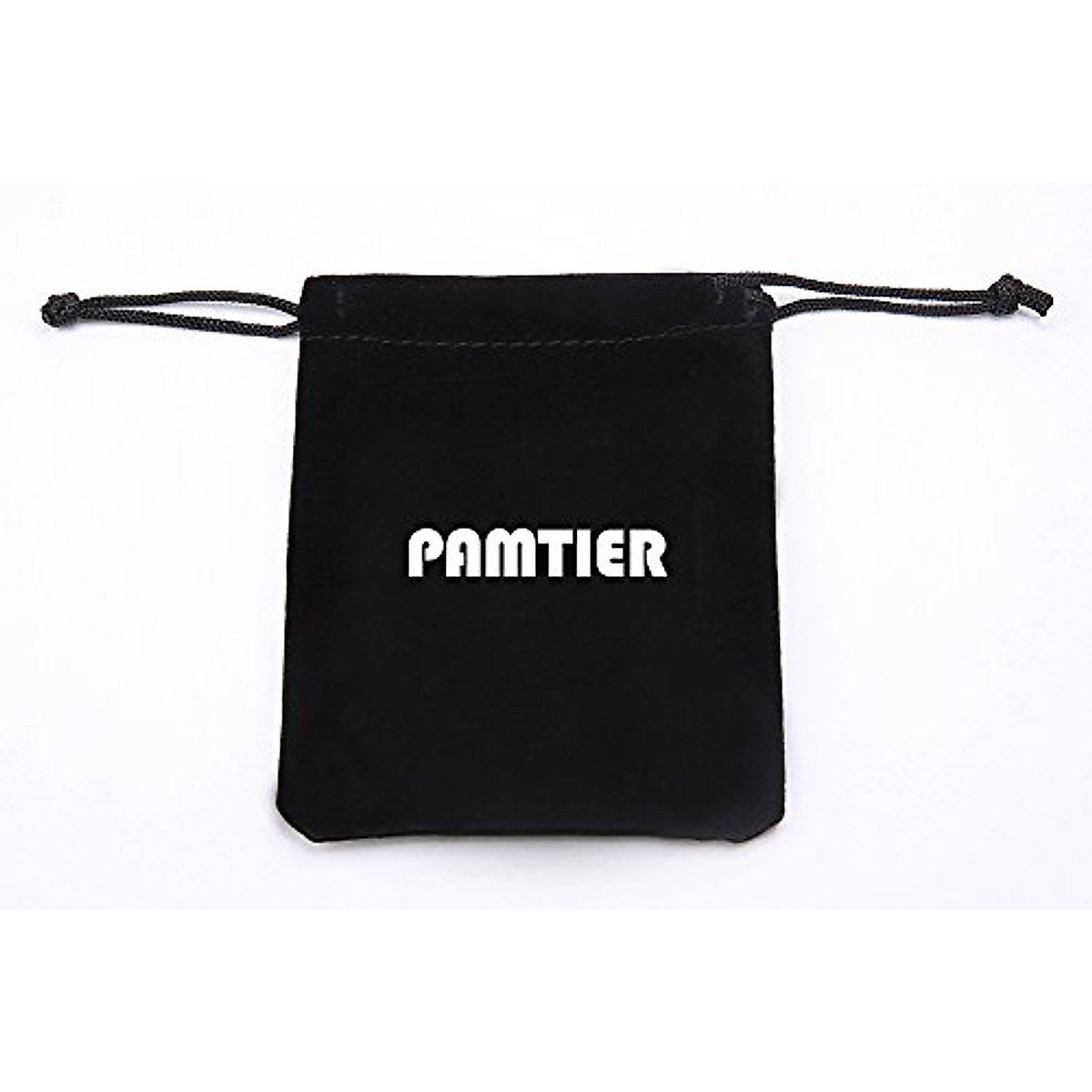 PAMTIER Titanium Steel 8 MM Four Clover Leaf Inlay Pattern Rings for Women Beveled Edges Black Size 9