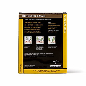 Medline Bordered Gauze, 4" x 4" Adhesive Island Wound Dressing, Sterile, 15 Count