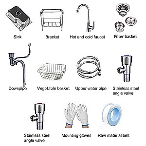 Free Standing Stainless Steel Single Bowl Utility Sink Commercial Restaurant Kitchen Sink with Faucet Indoor Outdoor Wash Basin