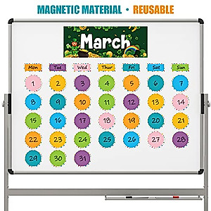 52 Pcs Magnetic Holiday Monthly Headliners Include 12 Months of The Year Headers Seasonal Bulletin Board Border 31 Writable Round Blank Confetti Accents 7 Writable Rectangle Label for Classroom School
