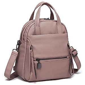 Kasqo Small Backpack Purse for Women, Convertible Faux Leather Bag for Ladies Travel Casual Daypack Fashion Shoulder Bag, Pink