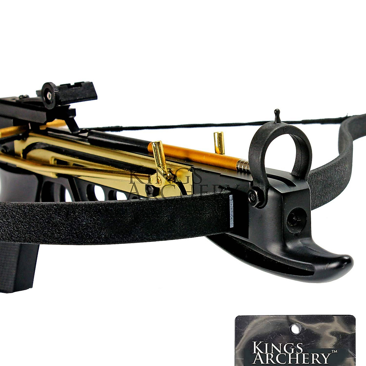 KingsArchery Self-Cocking Crossbow Bundle with Adjustable Sights, Spare Crossbow String and Caps, 27 Aluminim Arrow Bolt Set