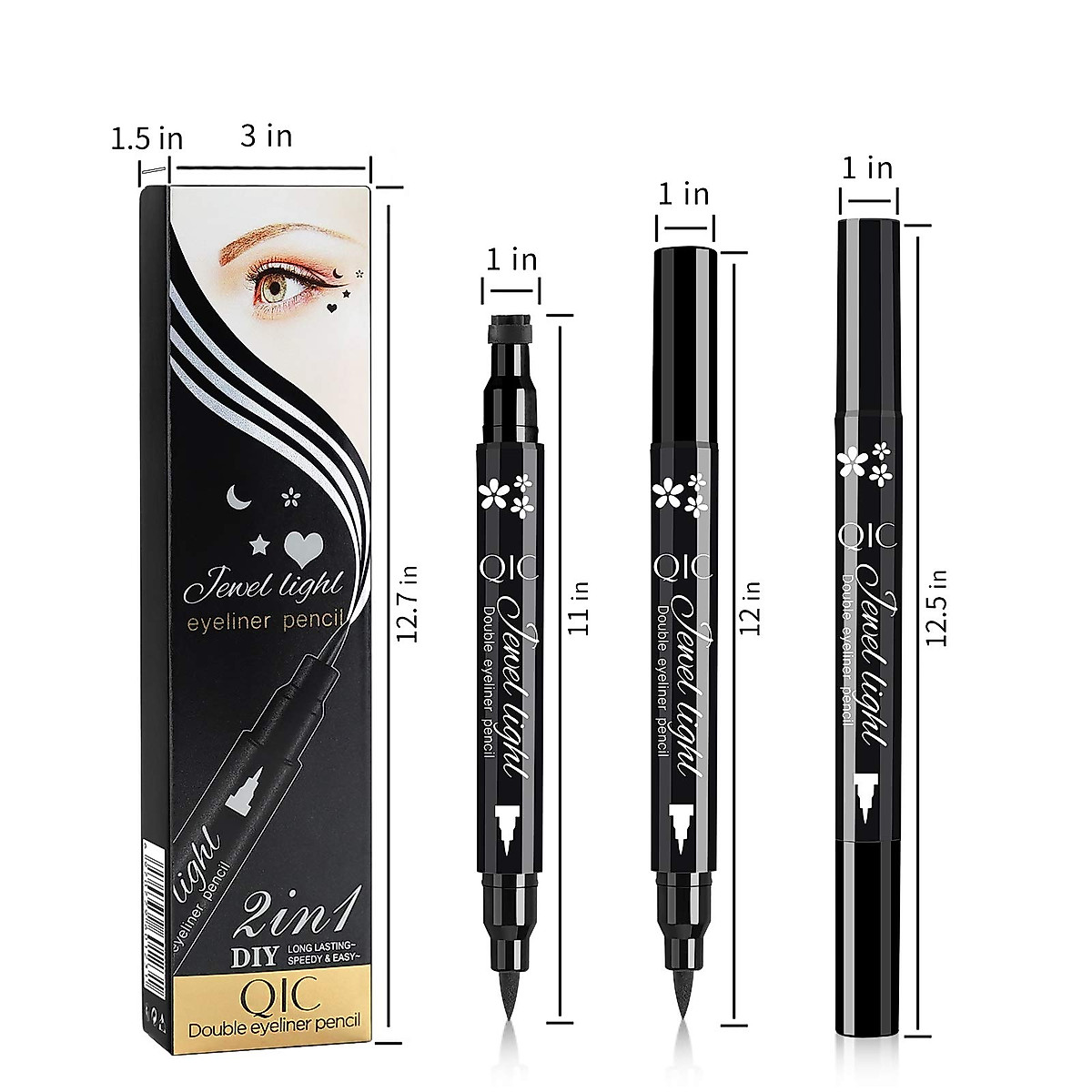 Jutoe 1Pcs Dual Ended Eyeliner Stamp,Waterproof Liquid Eyeliner With Heart Seal Stamp,Long Lasting Seal Eyeliner Pen For Makeup,Eye Decoration Eye Liner Makeup Tool Black No smudge (02# Heart)