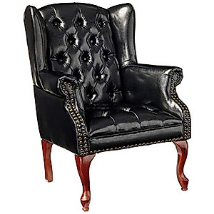Coaster Furniture Wing Back Button Tufted Accent Chair and Ottoman Black and Espresso 900262