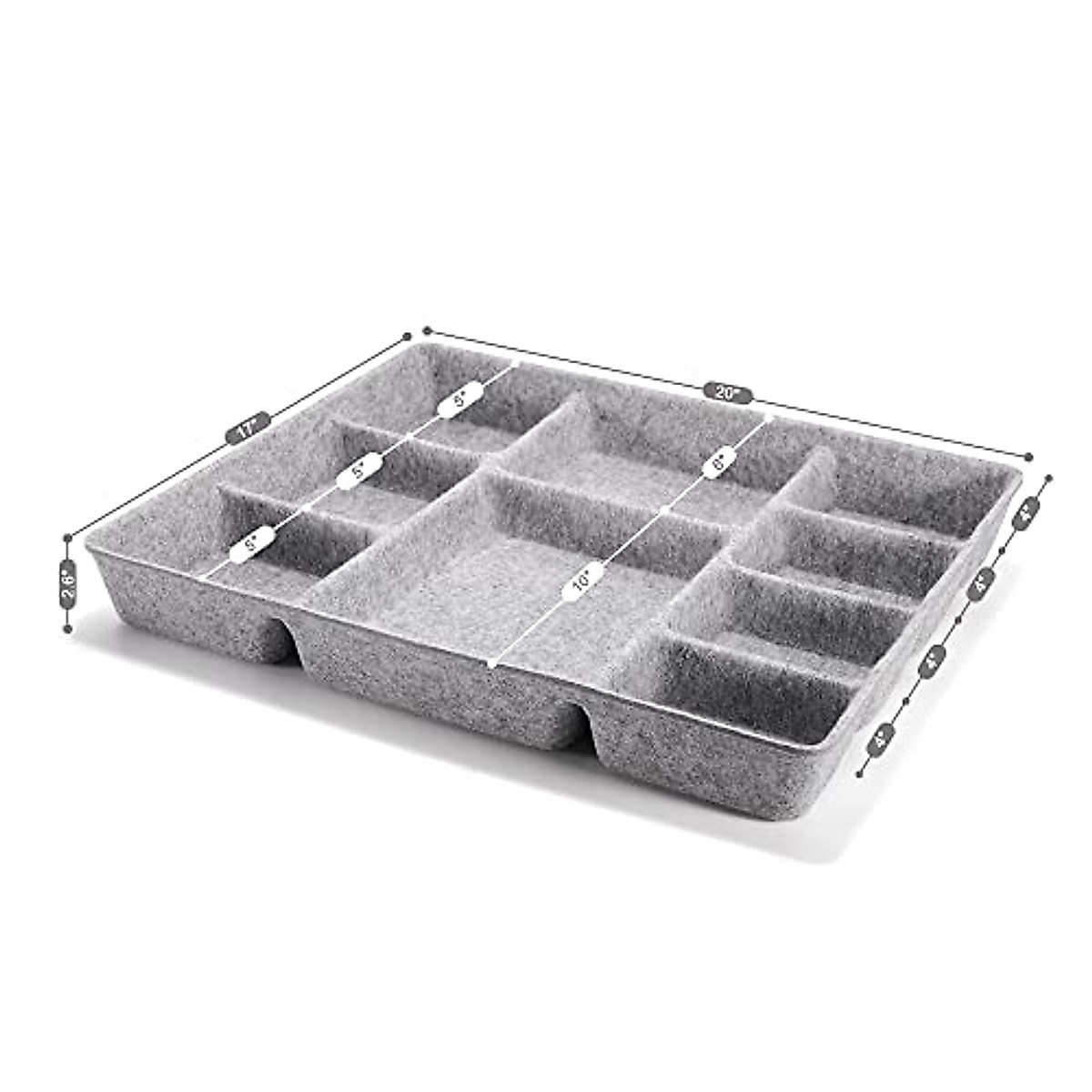 Welaxy Drawer Organizer trays with 9 compartments storage box multi storage purpose for home office desk closet bathroom kitchen (Gray)