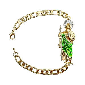 Gold Plate Saint Jude Chain ID Bracelet For Women Men,Esclava San Judas Oro laminado,Mexican cadena de san judas tadeo jewelry y2k accessories