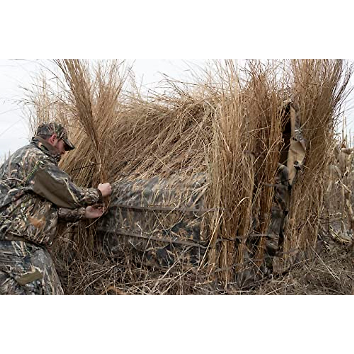 Avian-X G-Blind 4-Person Hunting Blind | Unique G-Shaped Frame Waterfowl Blind in Mossy Oak Shadow Grass Habitats Camo