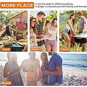 Charcoal Grills, MGHH Portable Charcoal Grill with 2 Wheels Side Fire Box, Small BBQ Oven Offset Smoker for 8-12 People Outdoor Patio Backyard, Camping Picnics