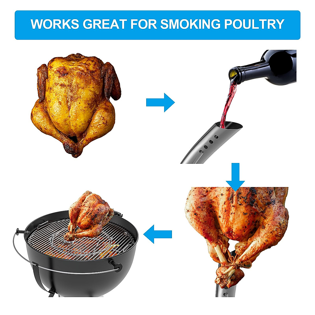 SafBbcue Turkey Cannon Infusion Roaster, Turkey Beer Can Stand, Beer Can Chicken Roaster for Thanksgiving, for Big Green Egg Beer Can Chicken, Camp Chef Turkey, Vertical Turkey Smoking Rack