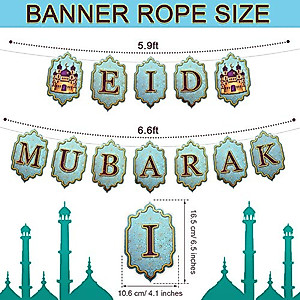 Eid Mubarak Decorations Banner Ramadan Mubarak for Muslim Ramadan Party Supplies Eid Mubarak Banner Garland Bunting Sign No Assembled Required