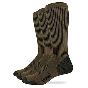 Wrangler Mens Ultra Dri Compression Seamless Toe Tall Boot Socks 3 Pair (as1, alpha, l, regular, regular, Coyote)