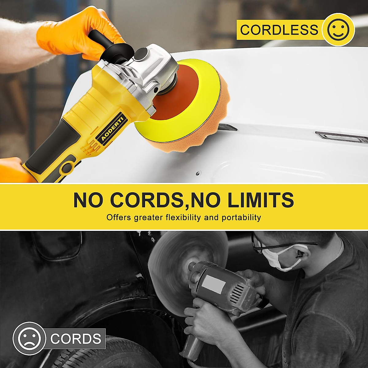 Cordless Buffer Polisher Compatible with DEWALT 20V Max Battery, 5000-10000RPM Variable Speed Brushless Motor Car Buffer, Lightweight, Rotary Polisher for Boat, Car Polishing and Waxing (Tool Only)