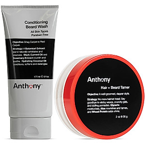 Anthony Conditioning Beard Wash, 6 Fl Oz Hair and Beard Tamer 2 Fl Oz.