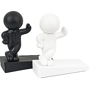 Cute Door Stop, 2 Pcs Decorative Buddy Door Stopper, Effective to Hold Your Door Open, Black and White